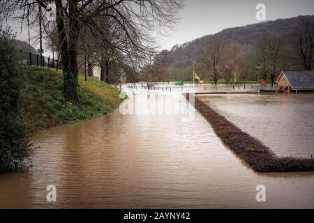 The Radyr Weir Hydro Scheme, South Wales, is flooded after The River ...