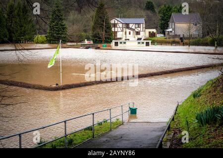 The Radyr Weir Hydro Scheme, South Wales, is flooded after The River ...