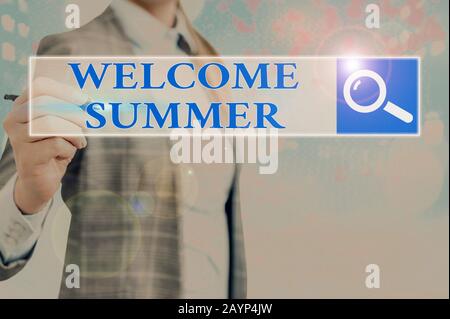 Writing note showing Welcome Summer. Business concept for start of the ...