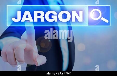 Conceptual hand writing showing Jargon. Concept meaning special words ...