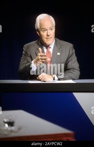 U.S. Sen. John Cornyn, R-TX, speaks during a live interview on board a ...