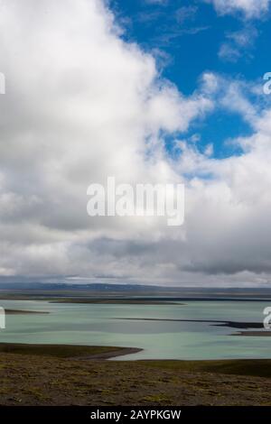 Blondulon lake view, Highlands of Iceland landscape. Iceland panorama ...