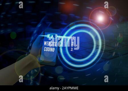 Writing note showing Website Coding. Business concept for system of ...