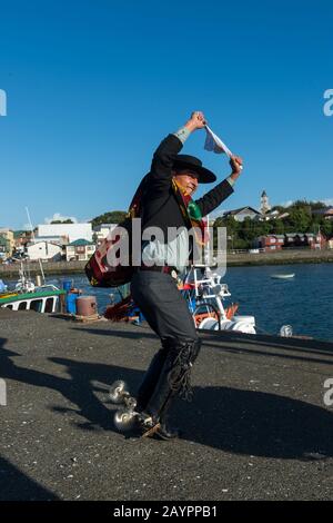 The National Champion in the Cueca dance in traditional costume at the ...