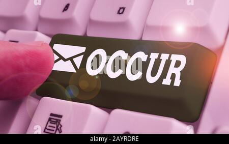 Writing note showing Occur. Business concept for especially of ...