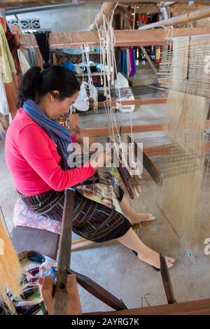 Laotian weaver in a village near Luang Prabang Laos Stock Photo - Alamy
