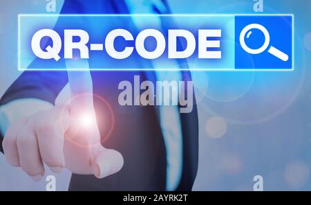 Conceptual hand writing showing Qr Code. Concept meaning the trademark ...