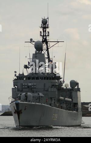 The German frigate FGS Rheinland-Pfalz (F 209, 1983, Bremen class) was ...