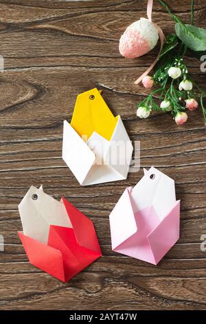 Gift Easter Origami Chicken. Handmade. The project of children's ...