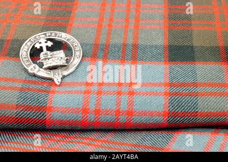 Traditional Scottish MacDonald clan pattern tartan wool fabric Stock ...