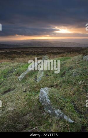 A view from the top of Abdon Burf, Brown Clee Hill which at 540 metres ...