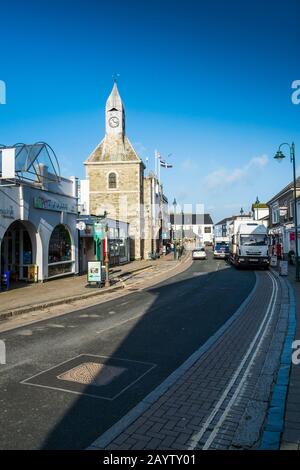 The Clock Tower in The Platt in Wadebridge Town Centre in Cornwall ...