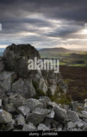 A wide view from Stiperstones, a shattered quartzite ridge near the ...