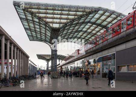 Germany, Cologne, entrance of the main station at the Breslauer square ...