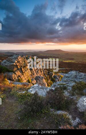 A wide view from Stiperstones, a shattered quartzite ridge near the ...