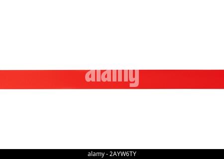 Red ribbon - straight line satin ribbon isolated on white background ...