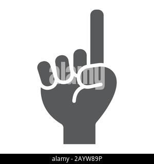 One finger up line and solid icon, hand gestures concept, Attention ...