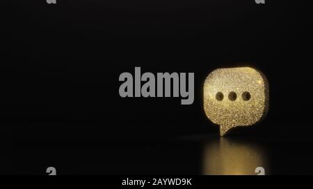 gold glitter symbol of rectangular rounded chat bubble with three dots ...