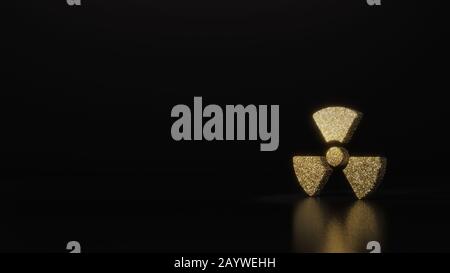 Gold radiation symbol on a black background. 3d illustration Stock ...