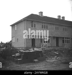 1950s, historical, new post-war housing estate for rural workers ...