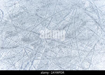 a trace on the ice left by skates on the rink Stock Photo - Alamy