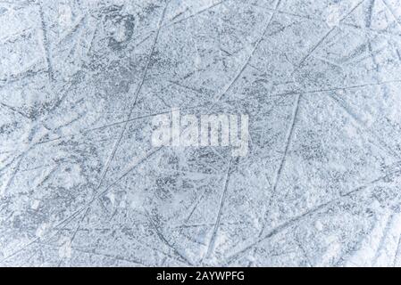 a trace on the ice left by skates on the rink Stock Photo - Alamy