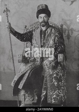 Russian leader Tsar Nicholas II inspecting Russian troops with his ...