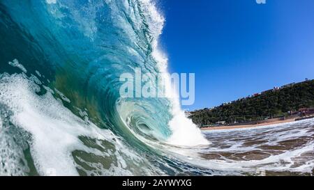 Hollow crashing ocean wave closeup swimming photo with textures on wall ...