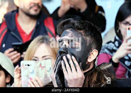 preparation of the Mamutzones of Samugheo, traditional mask where men ...