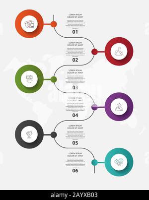 Six 6 Steps, Six 6 option Flat business presentation vector slide ...