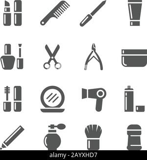 Cosmetic brush icon outline vector. Makeup tool. Kit beauty Stock ...