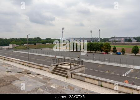 Adolf Hitlers podium overlooking the Zeppelin field in the main ...