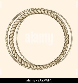 Round rope frame. Circle ropes, rounded border and decorative marine ...