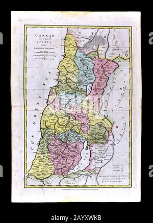 1808 Wilkinson Map Cannan Kingdom of Joshua Ancient Palestine Israel ...