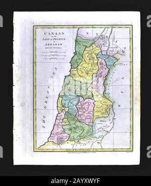 1808 Wilkinson Map Cannan Kingdom of Joshua Ancient Palestine Israel ...