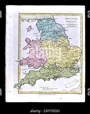 Map of Ancient Britannia, 19th century. This map is divided by colour ...