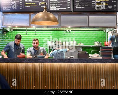 Open kitchen at restaurant MoccaDeli in Norrköping, Sweden Stock Photo ...