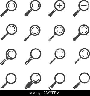 Magnifying glass increase and decrease icons. Zoom in zoom out icon. Stock vector illustration ...