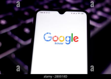 In this photo illustration, Google Scholar logo seen displayed on a ...