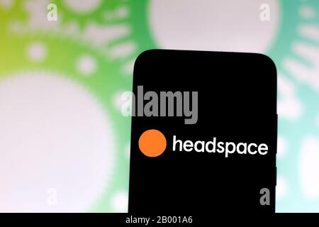 In this photo illustration, a Headspace logo seen displayed on a ...