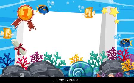 Banner template with many sea creatures under the sea illustration ...