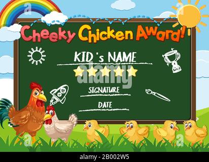 Certificate template for cheeky chicken award with chickens in ...