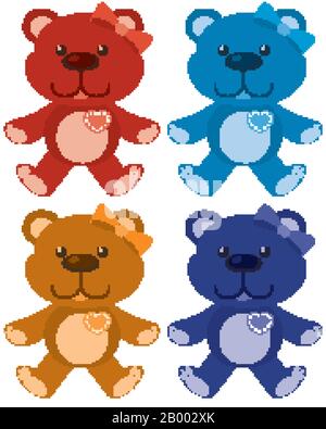 Set of four pictures of teddybears in different colors illustration ...