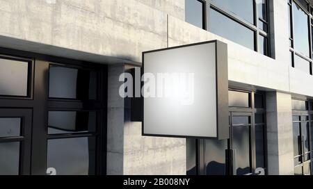 Blank shop sign. Square signage mockup. 3d illustration Stock Photo - Alamy