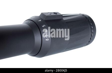 Speed bump on a riflescope magnification dial isolated on white Stock ...