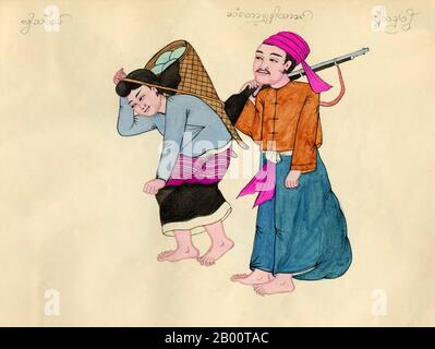 Burma / Myanmar: Tai Loi or 'Mountain Shan' couple in ethnic dress. The ...