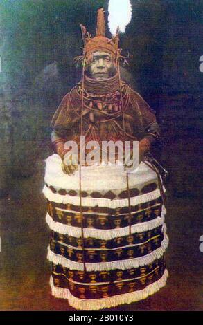 A portrait of Eweka II, the Oba of Benin, who ruled from 1914 to 1933 ...