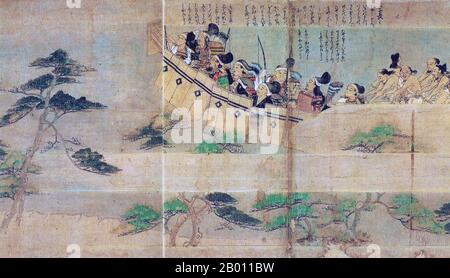 Japan: Mongols and Japanese engaged in warfare; scene showing mounted ...