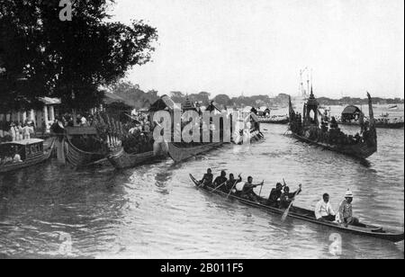 Late 19th century photograph: Barges and swimming baths, River Seine ...