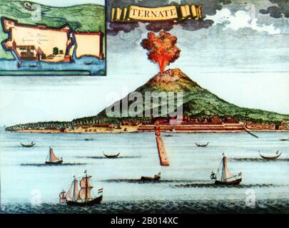 Mount Gamalama is an active volcano. Ternate Island, Indonesia Stock ...